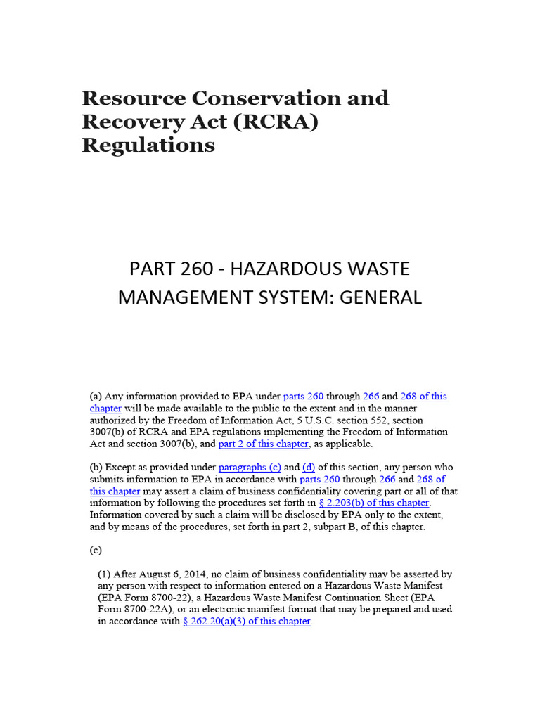 Resource Conservation and Recovery Act | PDF | Resource Conservation And Recovery Act | Waste