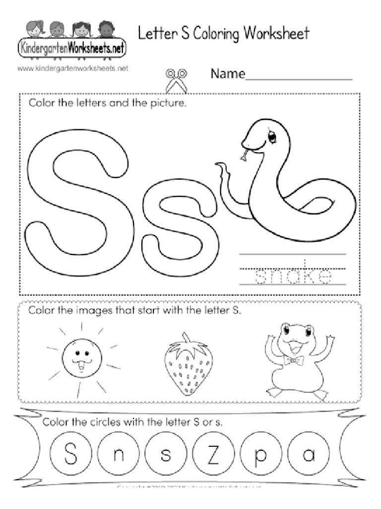 Letter S Coloring Worksheet | PDF