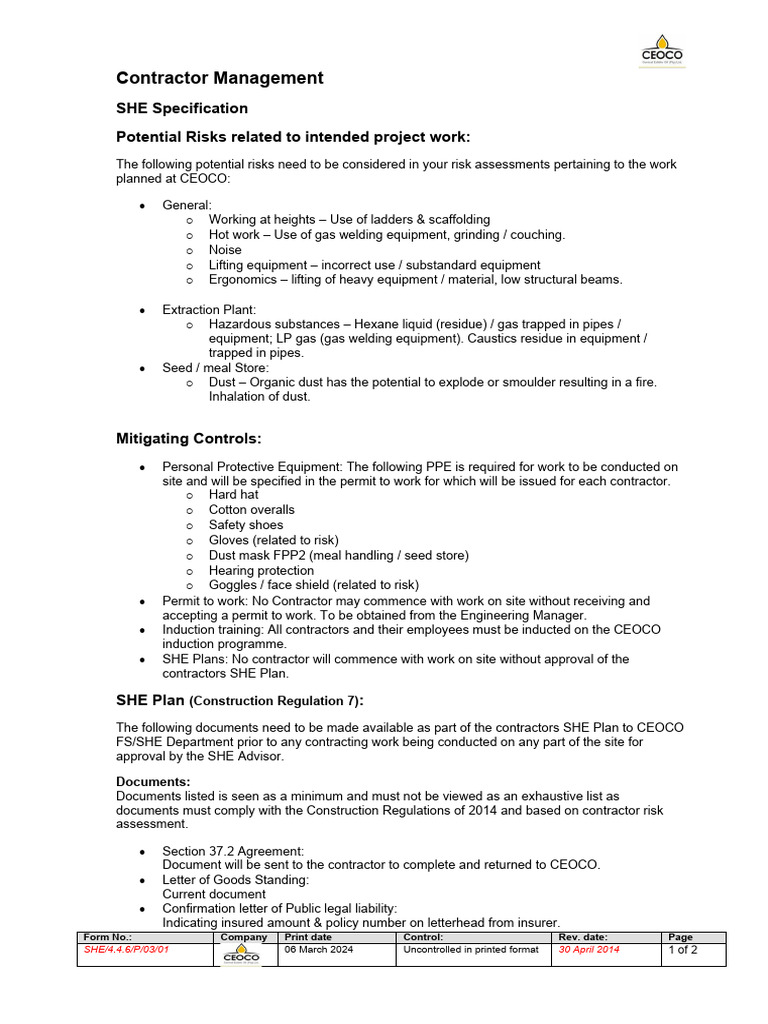 Contractor Management | PDF | Personal Protective Equipment | Safety