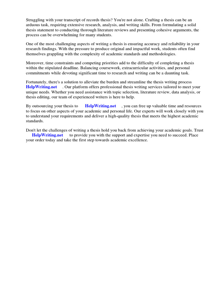 Transcript of Records Thesis | PDF