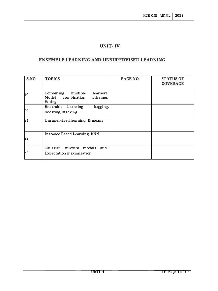 Unit 4 | PDF | Machine Learning | Cluster Analysis