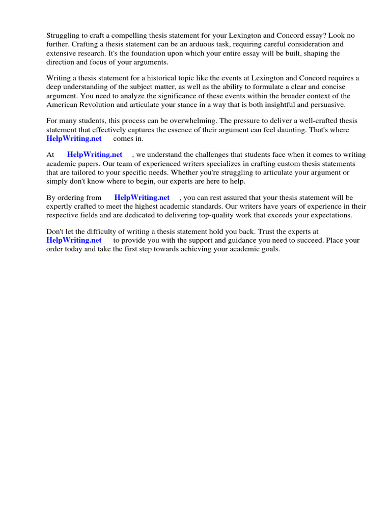 Thesis Statements for Lexington and Concord | PDF | American ...