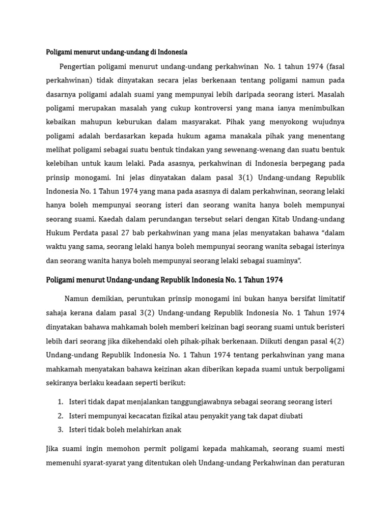 Uu Poligami Indonesia | PDF