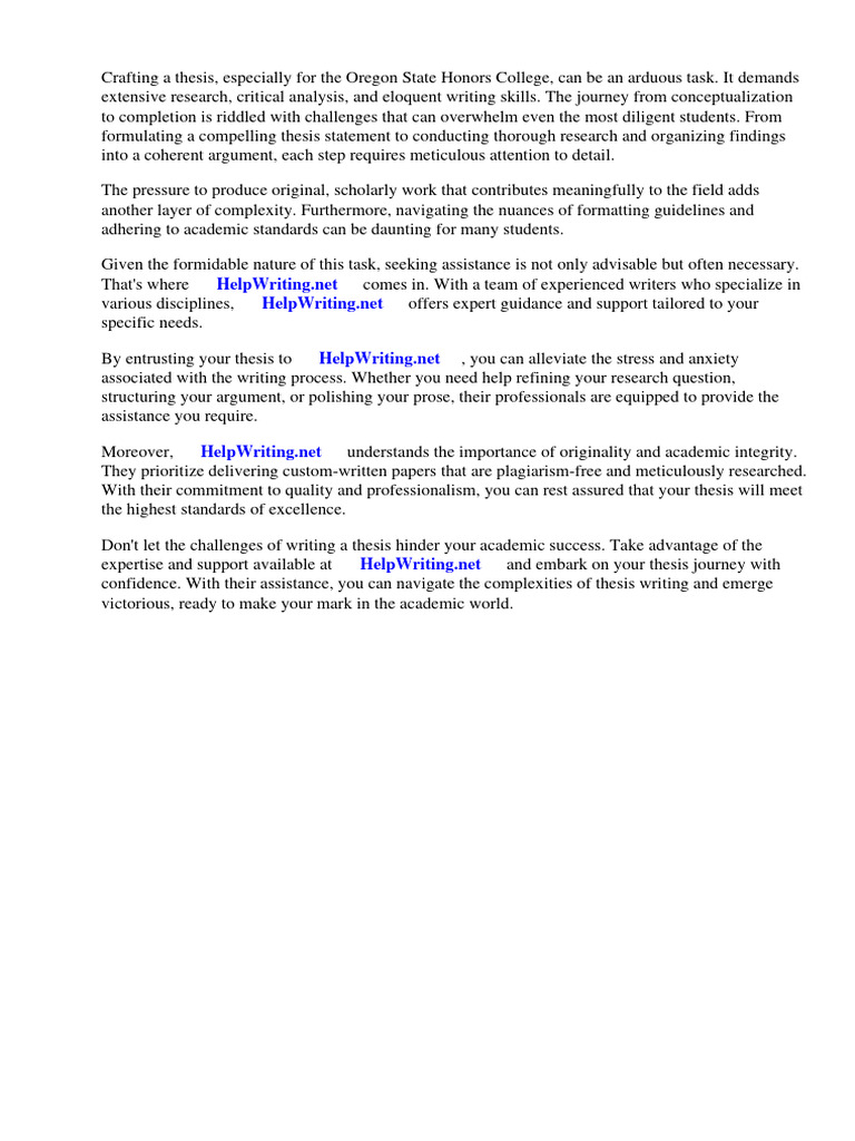 Oregon State Honors College Thesis | PDF | Thesis | Service Learning