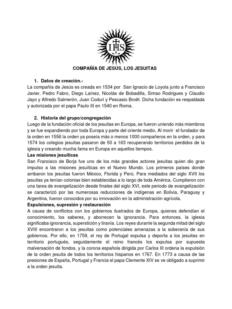 Compania de Jesus Los Jesuitas | PDF