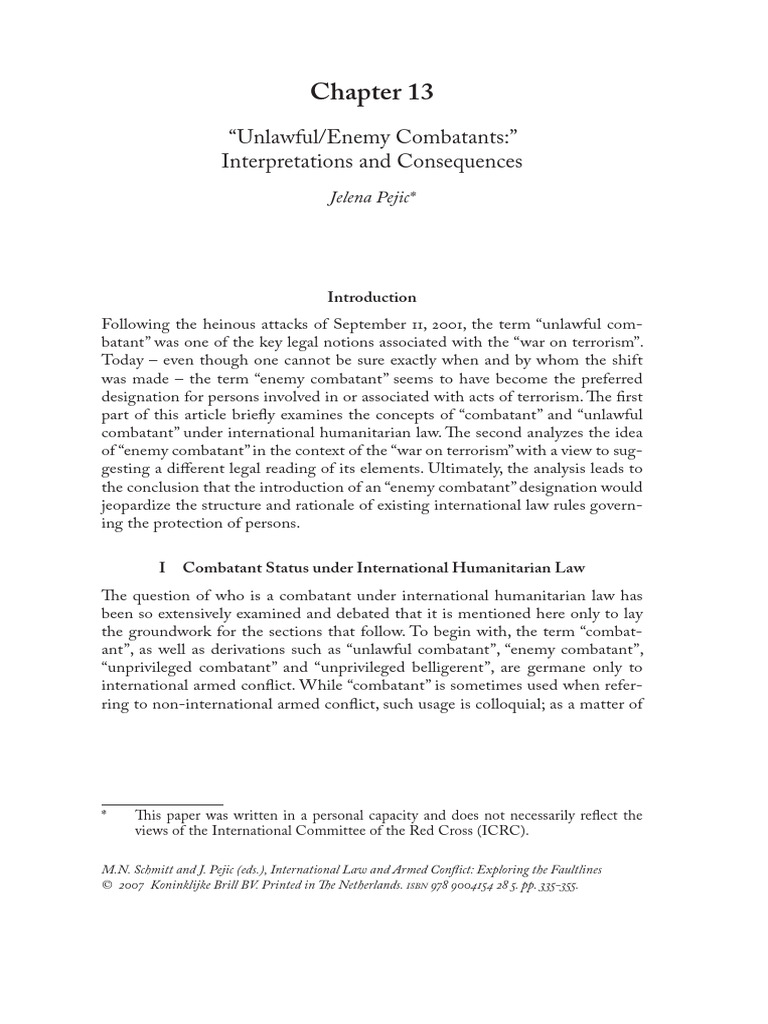 Chapter 13 Unlawful Enemy Combatants Int | PDF | Geneva Conventions ...