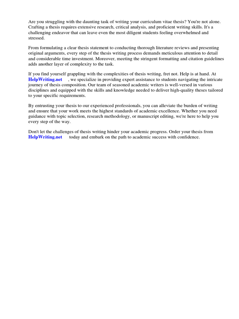 Curriculum Vitae Thesis Title | PDF | Thesis | Doctor Of Philosophy