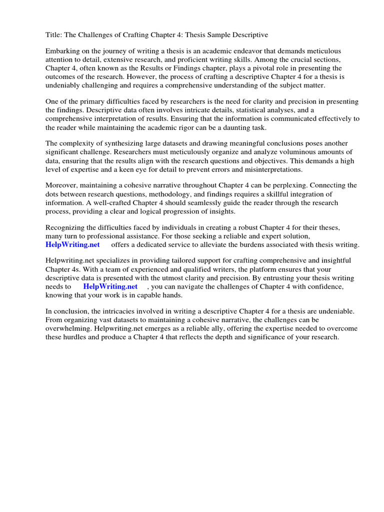Chapter 4 Thesis Sample Descriptive | PDF