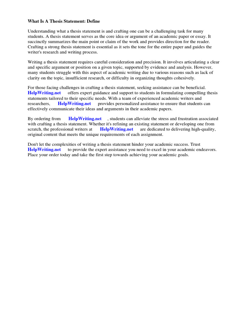 What Is A Thesis Statement Define | PDF | Essays | Thesis