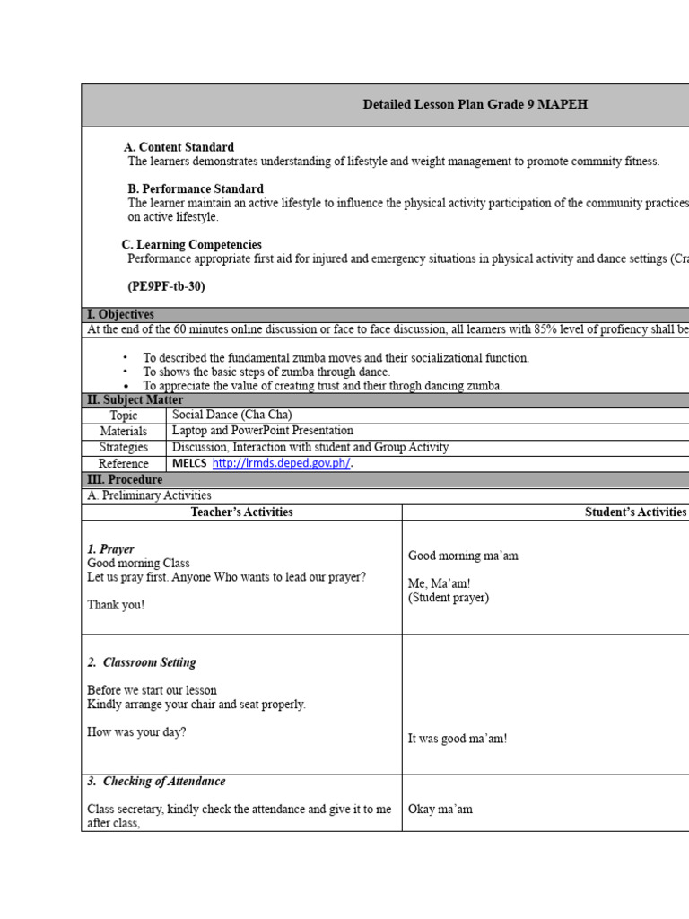 Lesson Plan Nablo Shenkie D. 1 | PDF | Lesson Plan | Learning