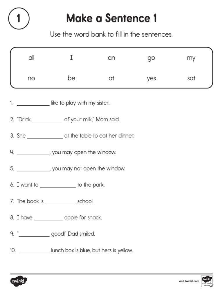 First Grade Make A Sentence Writing Activity Pack | PDF