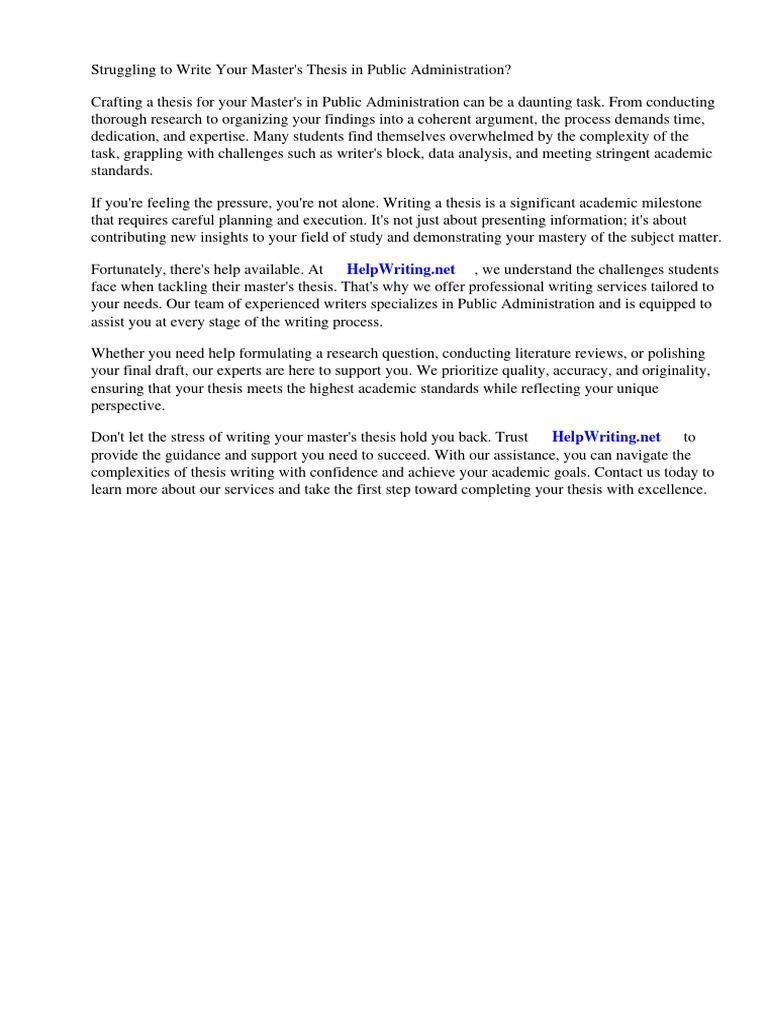 Thesis Title For Master in Public Administration | PDF