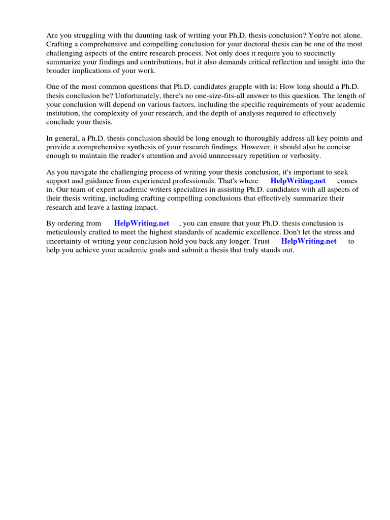 How Long Should A PHD Thesis Conclusion Be | PDF | Thesis | Essays