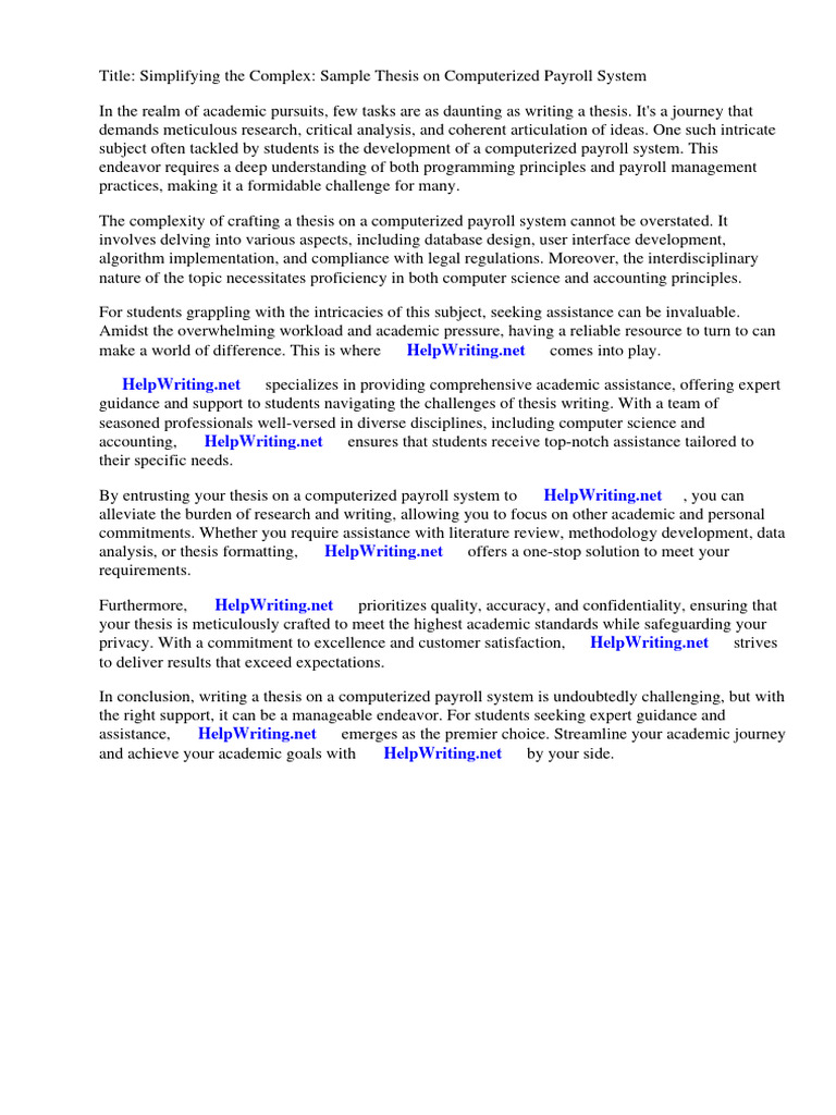 Sample Thesis Computerized Payroll System | Download Free PDF | Payroll ... Sample Thesis Computerized Payroll System | Download Free PDF | Payroll ...