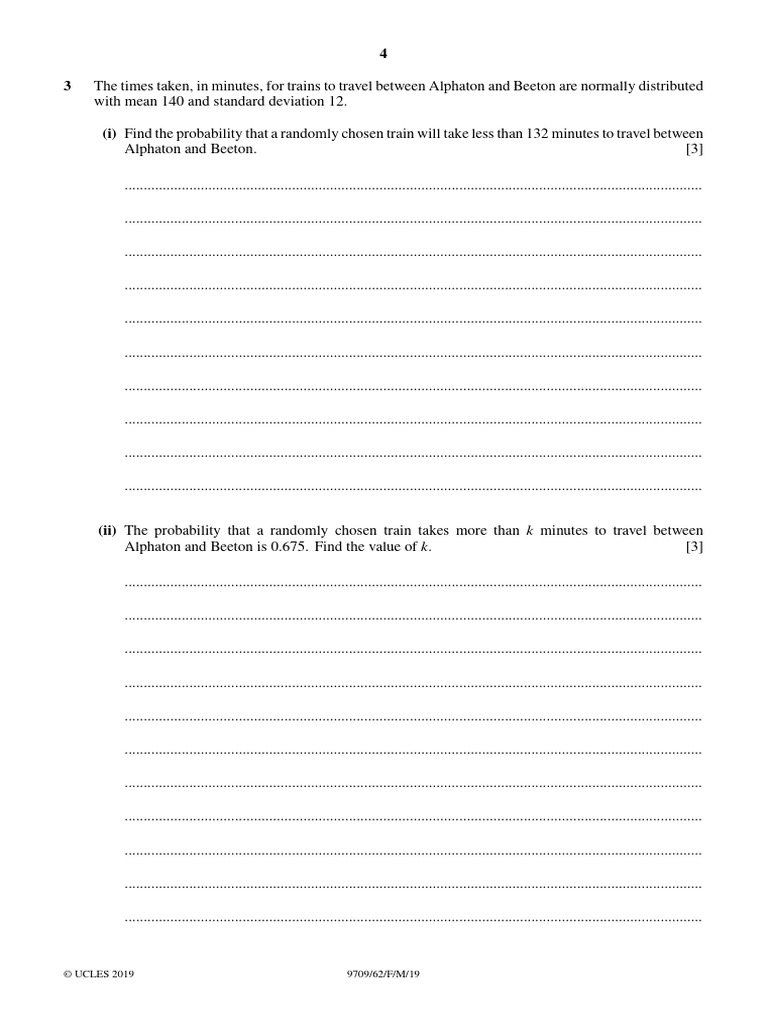 9709 Distributions PPQs | PDF | Normal Distribution | Standard Deviation