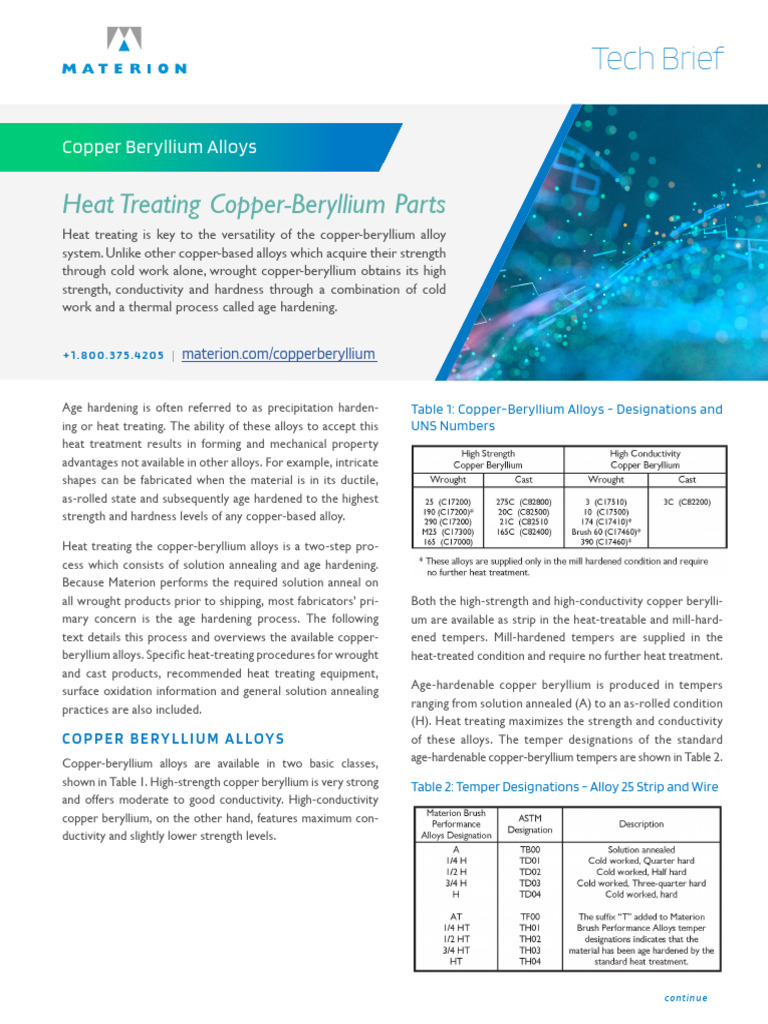 Tech Brief Heat Treating Copper Beryllium Parts | PDF | Heat Treating | Business Process