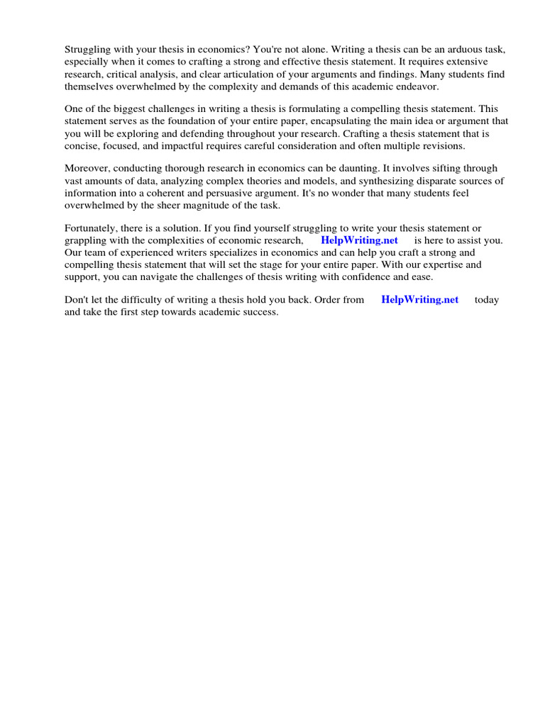 Thesis Statement Examples Economics | PDF | Essays | Thesis