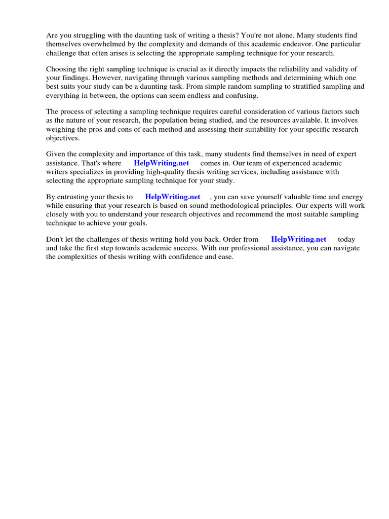 Thesis Sampling Technique | PDF | Sampling (Statistics) | Methodology Thesis Sampling Technique | PDF | Sampling (Statistics) | Methodology