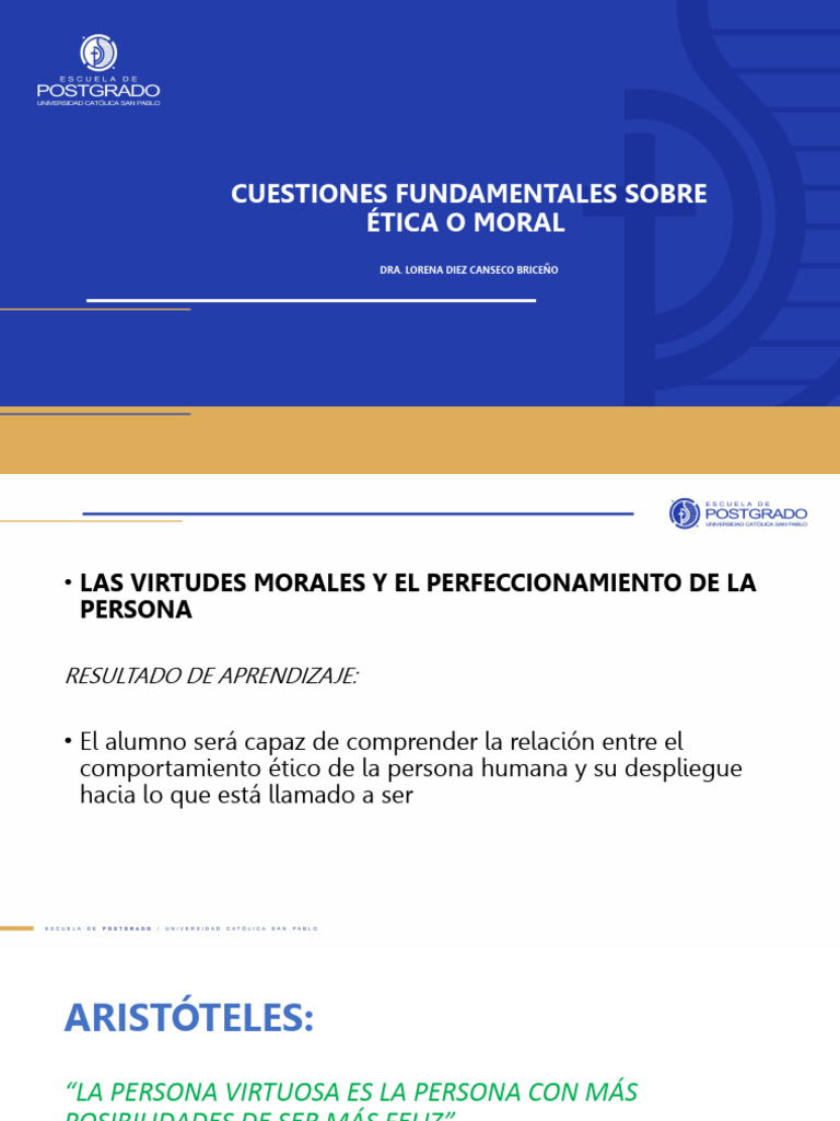 Clase 1.3 Las Virtudes Morales y El Perfeccionamiento de La Persona | PDF | Virtud | Moralidad