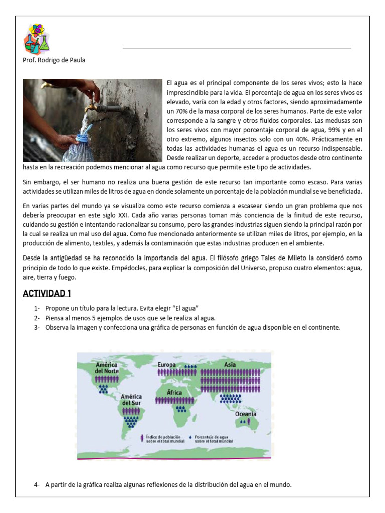 Ficha 1 El agua | PDF | Agua