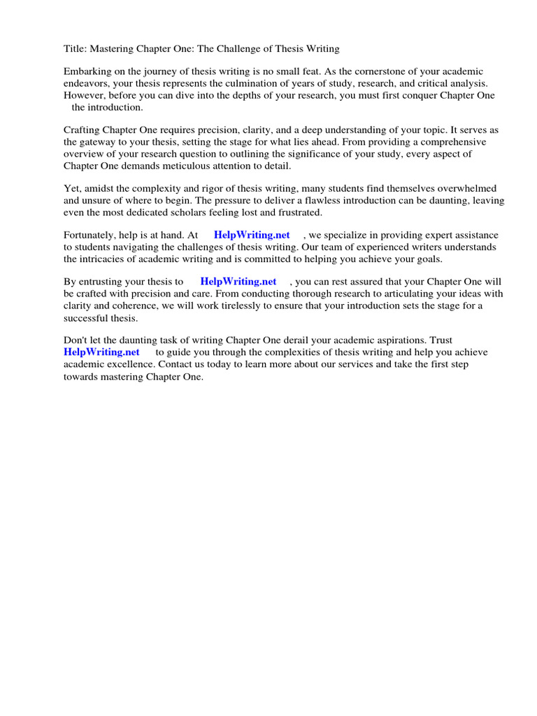 Thesis Writing Chapter One | PDF | Thesis | Ios
