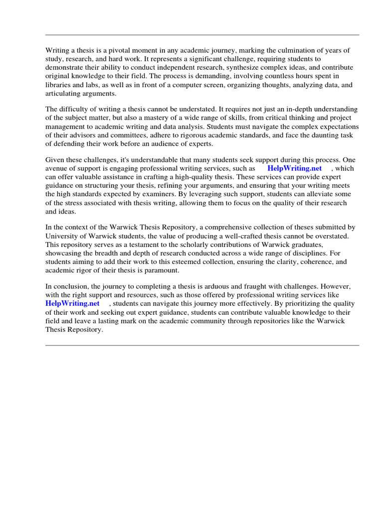 Warwick Thesis Repository | PDF | Thesis | Elsevier