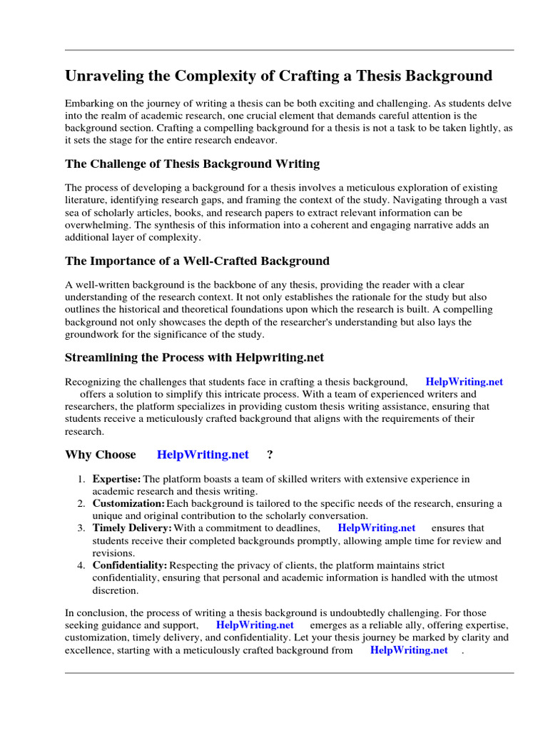 How To Write A Background For A Thesis | PDF | Thesis | Essays