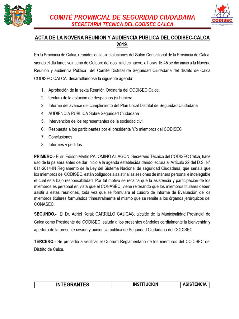 Actas de La Iii Reunion Codisec 2 | PDF | Trabajo Social | Esfera pública