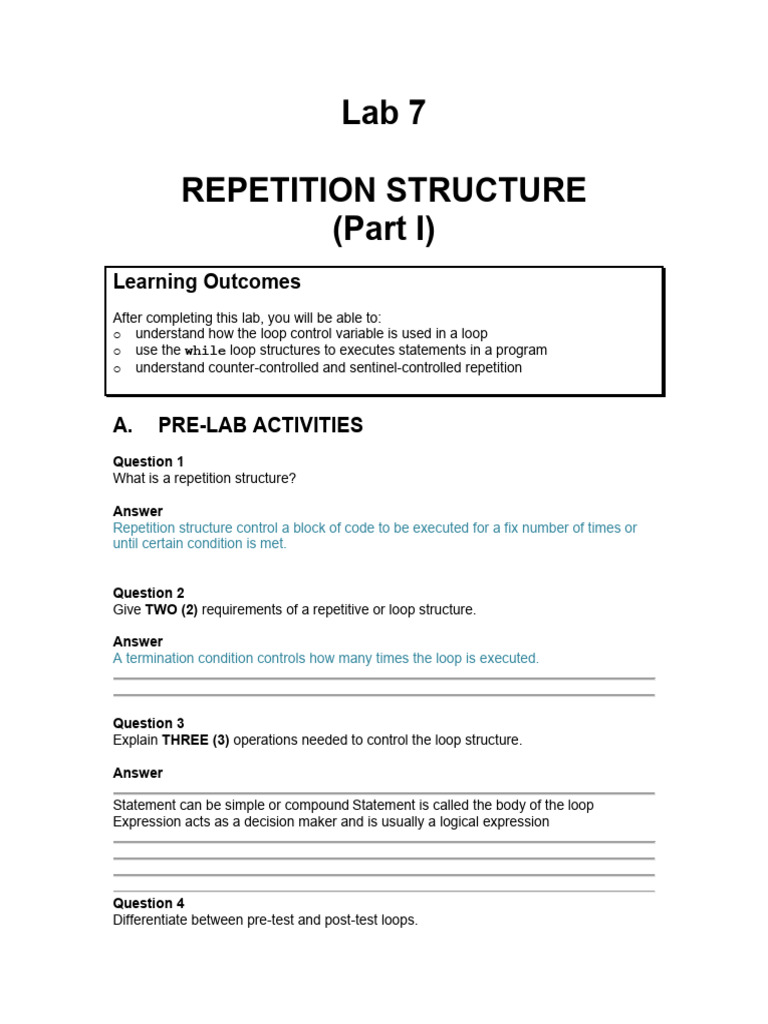 Harith Ikhwan Lab 6 - Repetition Part 1 | PDF | Control Flow | Computing