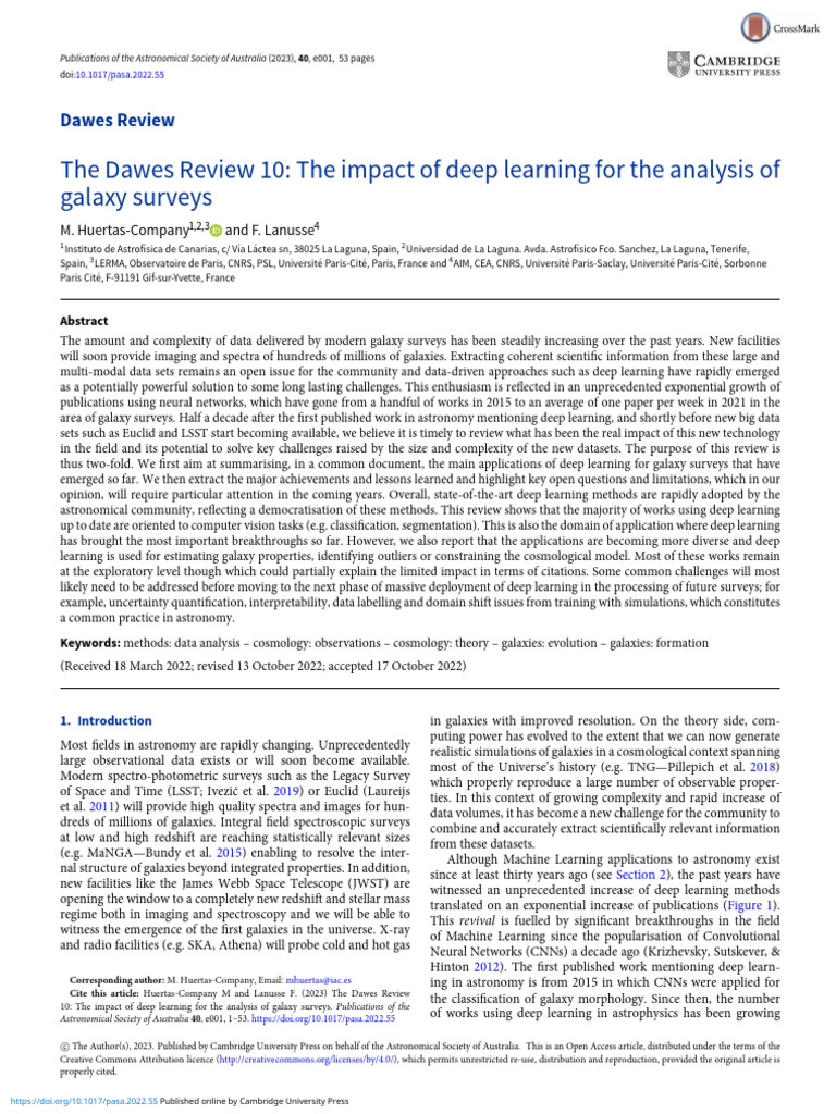 The Dawes Review 10 The Impact of Deep Learning For The Analysis of ...