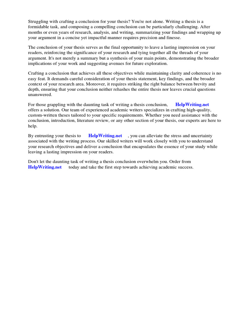 How to Write Conclusion for Thesis Example | PDF | Essays | Thesis