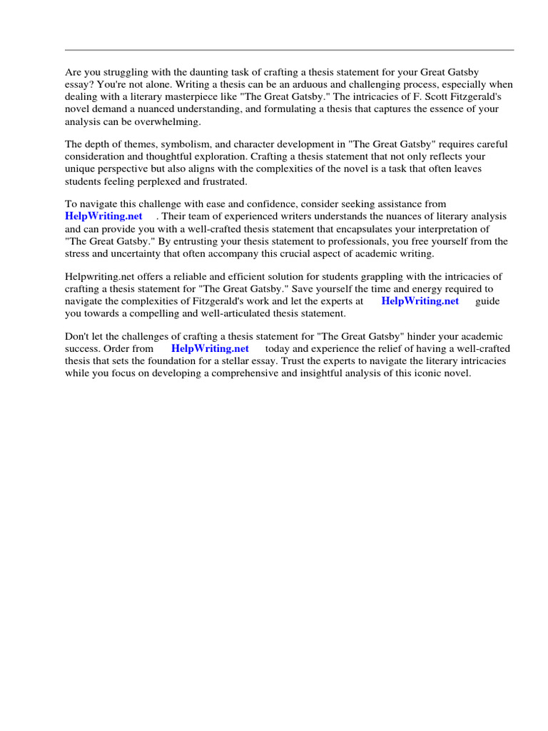 Crafting Thesis Statements for Gatsby | PDF | The Great Gatsby | Http ...