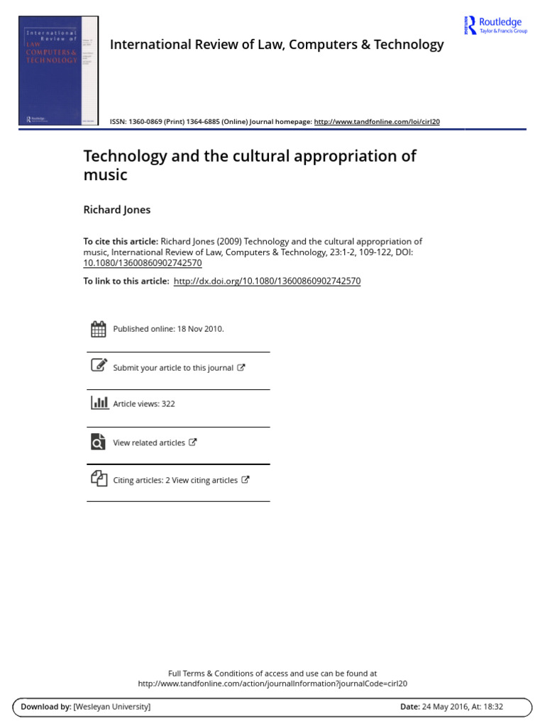 Technology and cultural appropriation of Music | PDF | Traditional ...