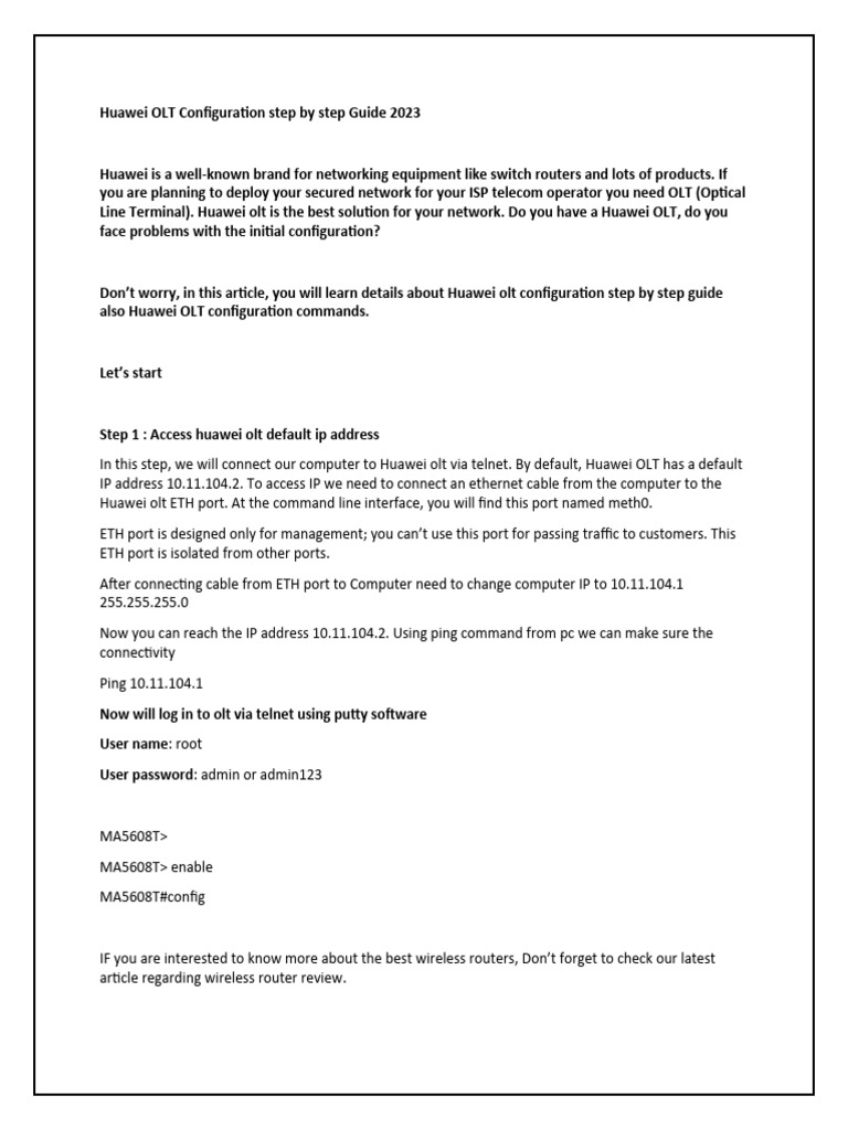 Huawei OLT Configuration Step by Step Guide 2023 | PDF | Computer ...