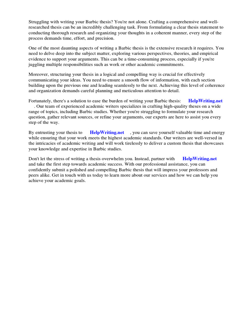 Expert Help for Your Barbic Thesis | PDF | Thesis | Expert