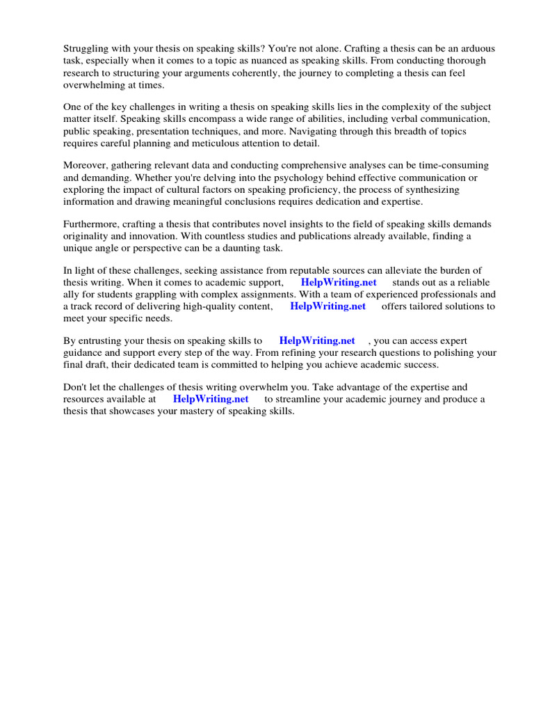 Thesis Sample Speaking Skills | PDF | Thesis | Communication Thesis Sample Speaking Skills | PDF | Thesis | Communication