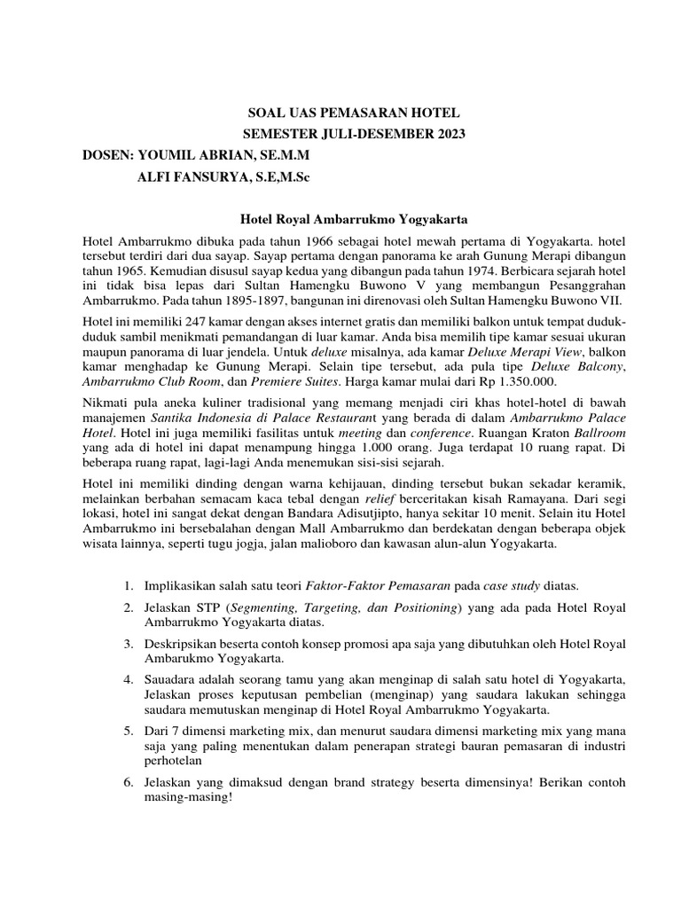 Soal Uas Pemasaran Jul-Des 2023 | PDF