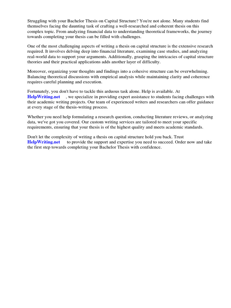 Bachelor Thesis Capital Structure | PDF | Capital Structure | Investing
