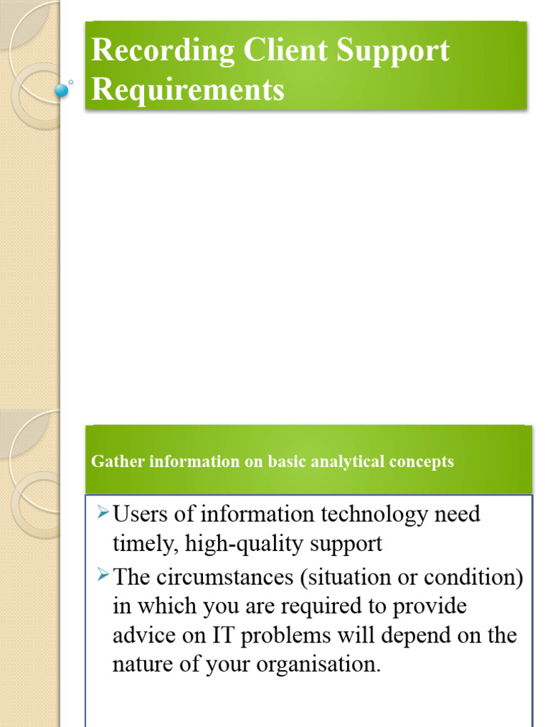 Recording Client Support Requirements | PDF