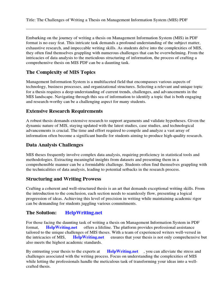 Thesis Management Information System PDF | Download Free PDF | World ...