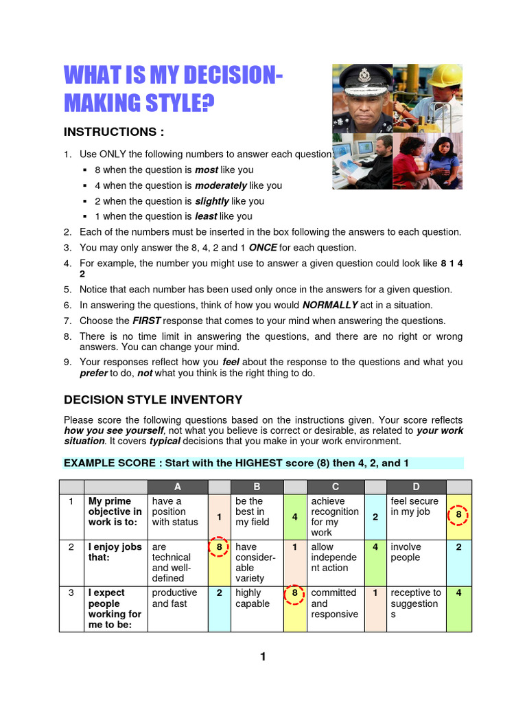 QUESTIONNAIRE -WHAT-IS-MY-DECISION-MAKING-STYLE | PDF | Question ...