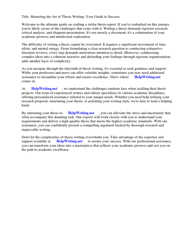 Thesis Writing Success Guide | PDF | Thesis | Essays