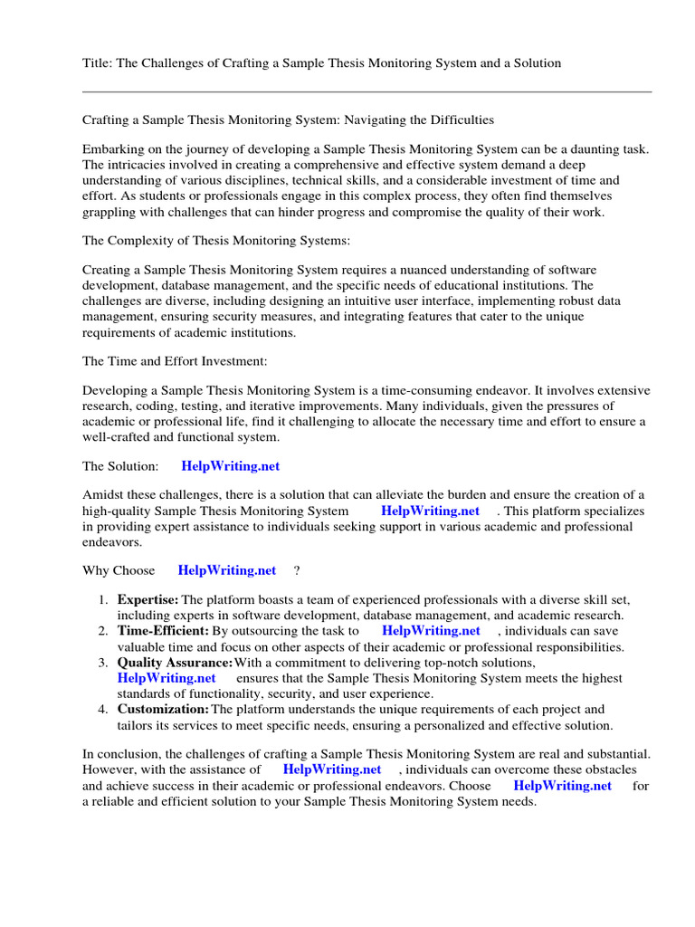 Sample Thesis Monitoring System | Download Free PDF | Motivation ...