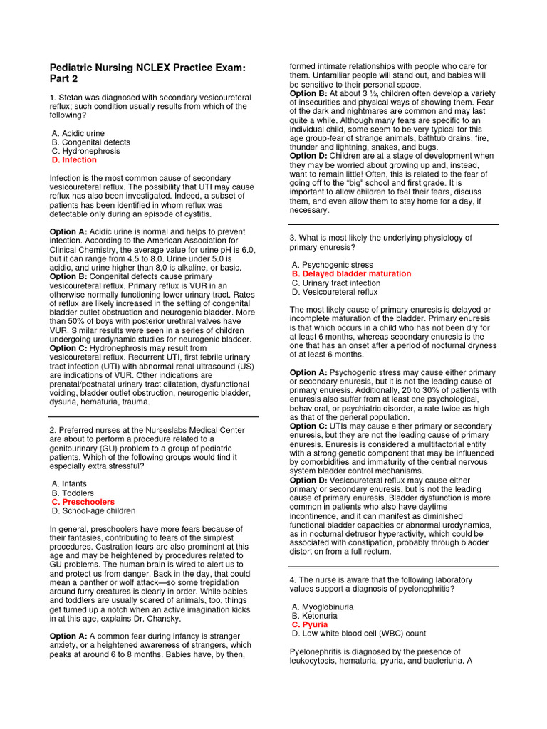 Pediatric Nursing Nclex Practice Exam Part 2 Pdf Hyperglycemia