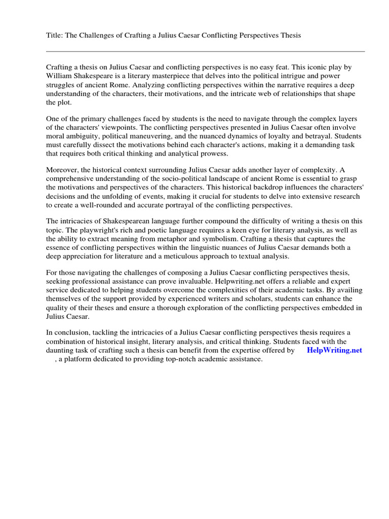 Julius Caesar Conflicting Perspectives Thesis | PDF | Julius Caesar ...