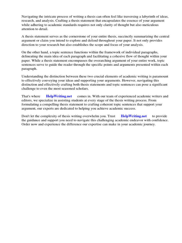 What Is Difference Between Thesis Statement and Topic Sentence | PDF ...