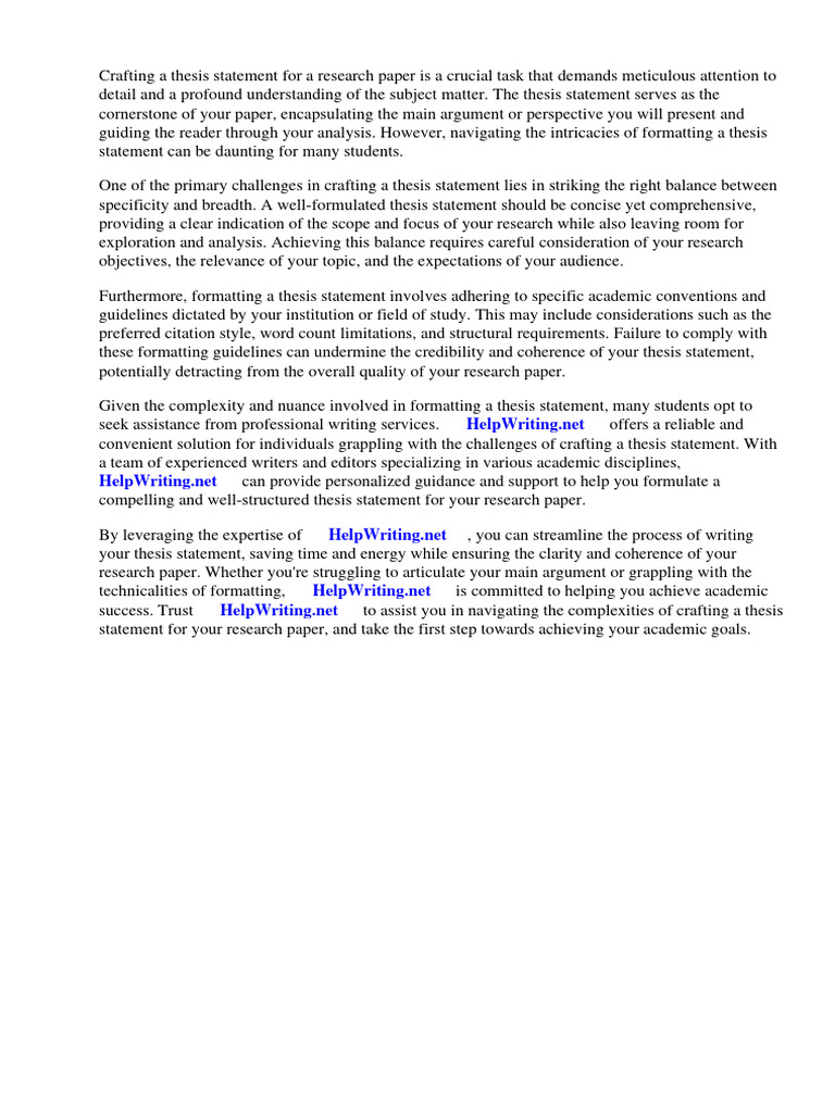 How To Format A Thesis Statement For A Research Paper | PDF | Thesis ...