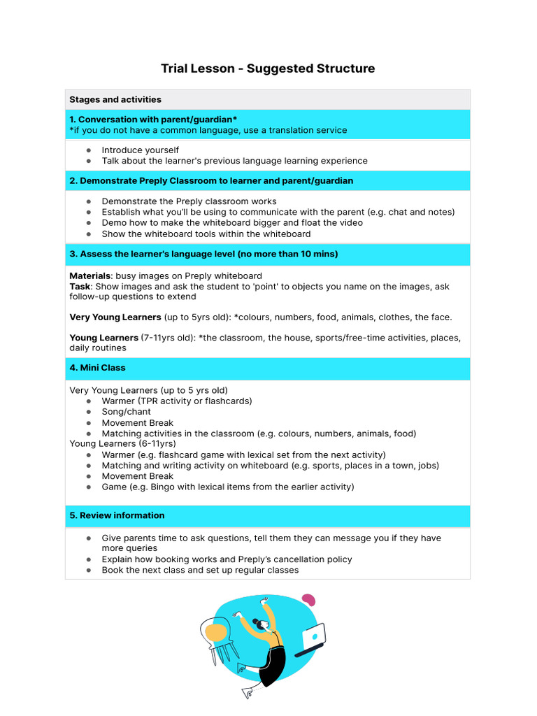 Preply Trial Lesson Structure Guide | PDF