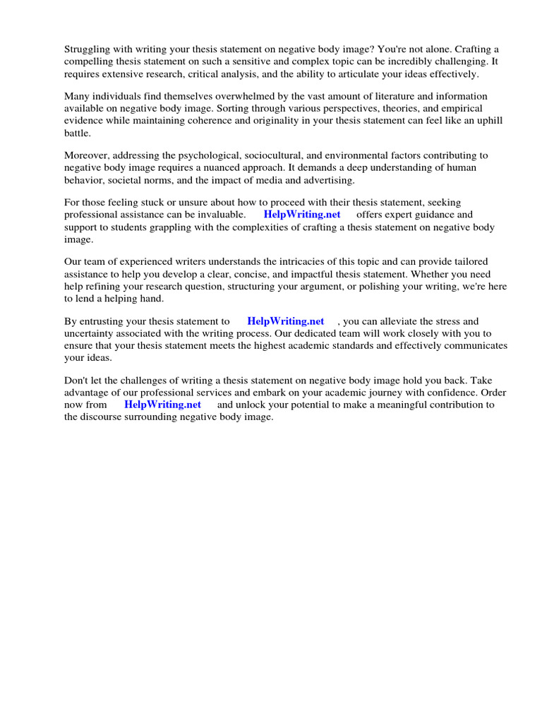 Thesis Statement For Negative Body Image | PDF | Essays | Body Image