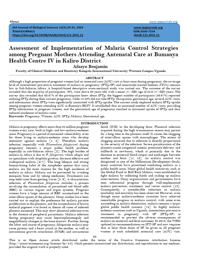 Assessment of Implementation of Malaria Control Strategiesamong ...